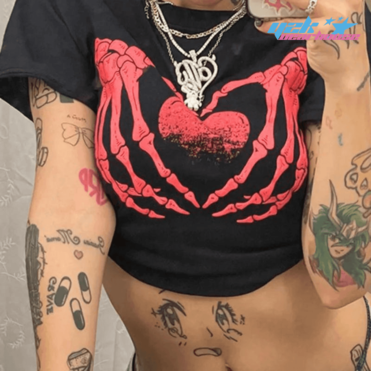 Y2K Skeleton Crop Top - Bold and Trendy