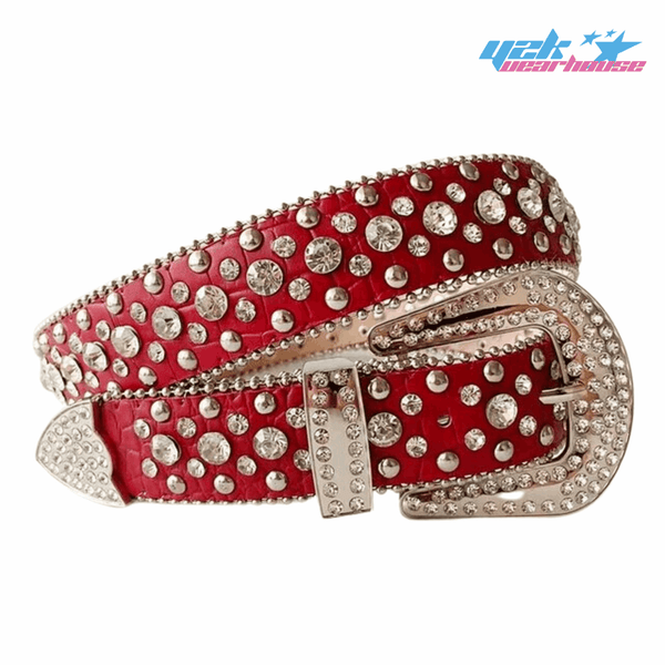 Y2K Gold Sparkle Red Belt - Y2K Wearhouse